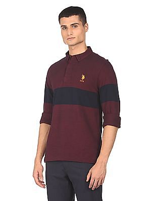 Buy U.S. Polo Assn. Men Maroon Button Down Collar Striped Buy U.S. Polo Assn. Men Maroon Button Down Collar Striped