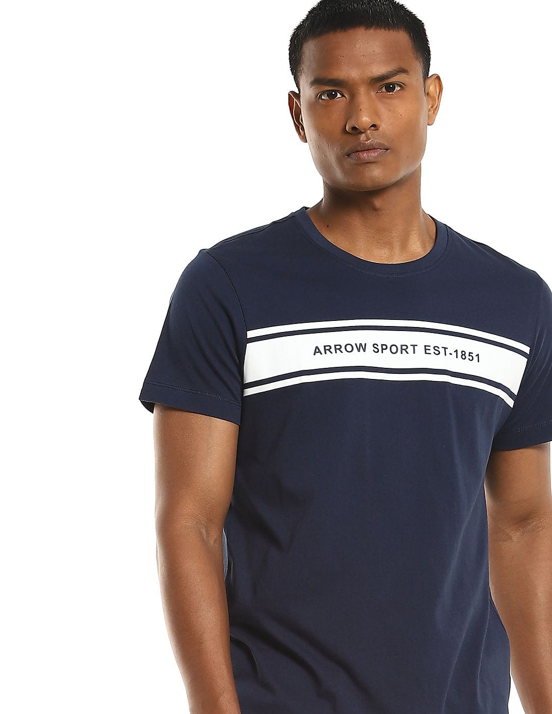 Buy Arrow Sports Cotton Brand Stripe T-Shirt - NNNOW.com